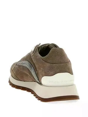 Brunello Cucinelli Monili Embellished Suede Lace-up Sneakers