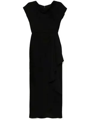 Amsale Draped Crepe Gown - Black