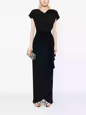 Amsale Draped Crepe Gown - Black