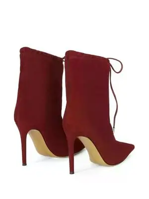 Alexandre Vauthier 105mm Stiletto Heel Pointed Toe Tie Fastening Boots - Red