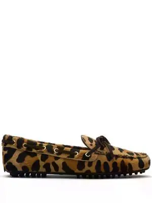 Car Shoe Animalier-print Calf Hair Loafers - Brown