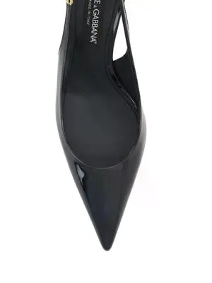 Dolce & Gabbana Patent Leather Slingback Pumps With Dg Logo