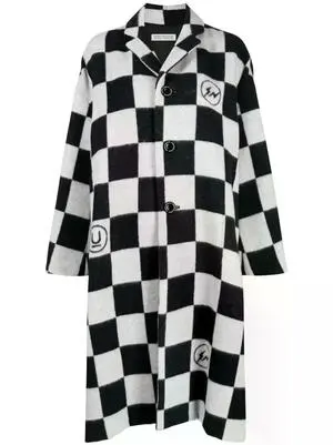 Undercover Check-print Button-up Coat - Black