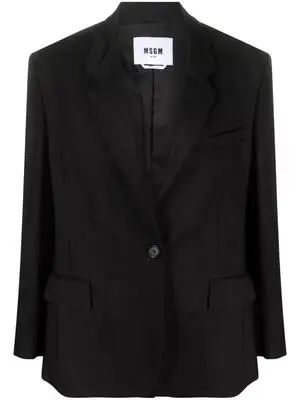 MSGM Notched-lapels Single-breasted Blazer - Black