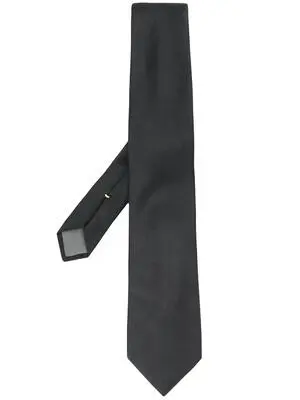 Canali Pointed Tip Silk Tie - Black