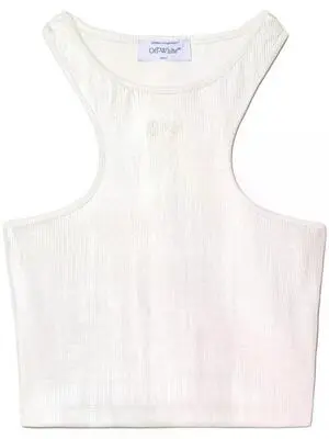 Off-White Ribbed Crop Top - White