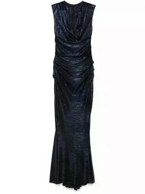 Talbot Runhof Pleated Lurex Gown