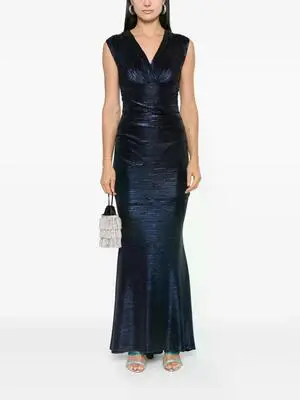 Talbot Runhof Pleated Lurex Gown
