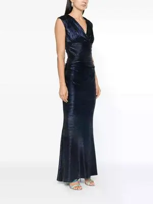 Talbot Runhof Pleated Lurex Gown
