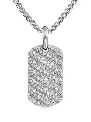 David Yurman Sterling Sculpted Cable Diamond Tag