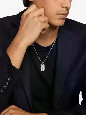 David Yurman Sterling Sculpted Cable Diamond Tag