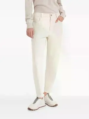 Brunello Cucinelli High-rise Straight-leg Jeans With Monili Chain Detail - Neutrals