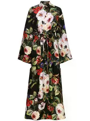 Dolce & Gabbana Rose-print Silk Shirtdress