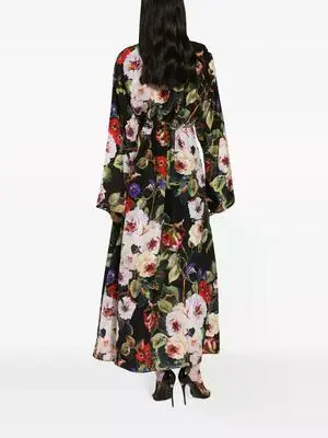 Dolce & Gabbana Rose-print Silk Shirtdress