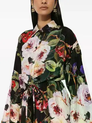 Dolce & Gabbana Rose-print Silk Shirtdress