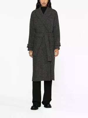 P.a.r.o.s.h Plaid Check Pattern Belted Trench Coat