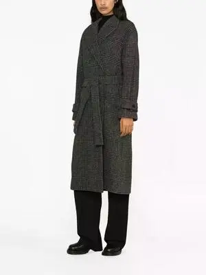 P.a.r.o.s.h Plaid Check Pattern Belted Trench Coat