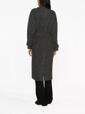 P.a.r.o.s.h Plaid Check Pattern Belted Trench Coat