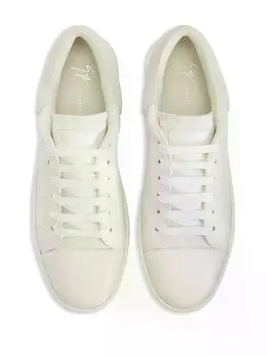 GIUSEPPE ZANOTTI Lace-up Low-top Leather Sneakers - Neutrals