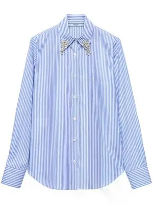Prada Striped Shirt With Embellished Detail