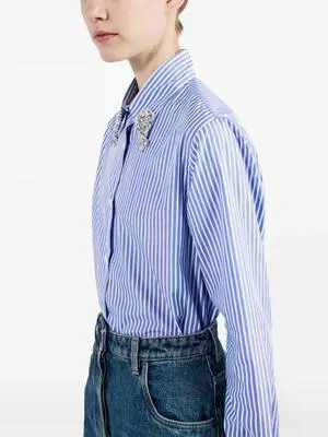 Prada Striped Shirt With Embellished Detail