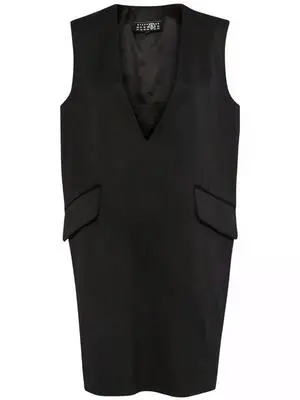 MAISON MARGIELA Plunging V-neck Mini Dress - Black