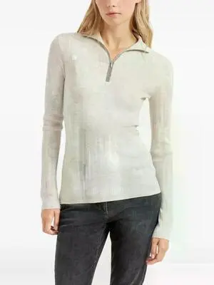 Brunello Cucinelli Monili-chain Half-zip Jumper - Neutrals