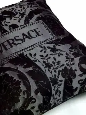 Versace Barocco Silk-linen Cushion - Black