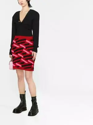 Versace Geometric Intarsia Knitted Skirt