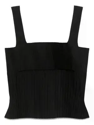 NUDE Ribbed Square Neck Tank Top With Cut-out Detail