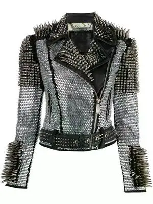 Philipp Plein Crystal-studded Biker Jacket - Black