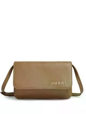 Marni Logo-embroidered Leather Shoulder Bag