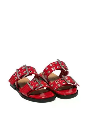 GANNI Buckle-fastening Patent Finish Slides - Red