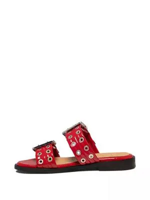 GANNI Buckle-fastening Patent Finish Slides - Red