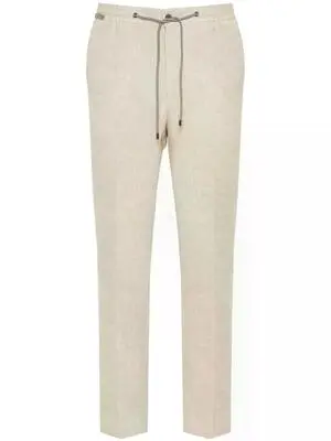 Corneliani Drawstring Linen Trousers - Neutrals
