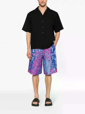 Versace Baroque-pattern Bermuda Shorts - Blue