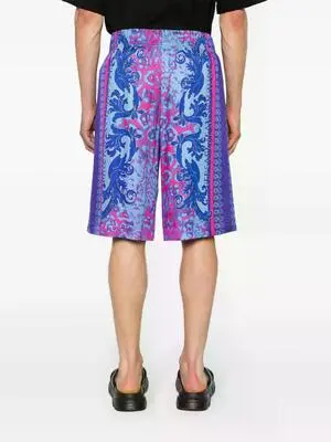Versace Baroque-pattern Bermuda Shorts - Blue