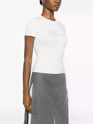 Blumarine Rhinestone-logo T-shirt