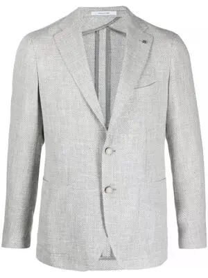 Tagliatore Herringbone-pattern Single-breasted Blazer - Grey