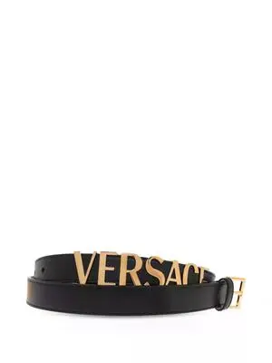 Versace Leather Belt With Gold-tone Buckle