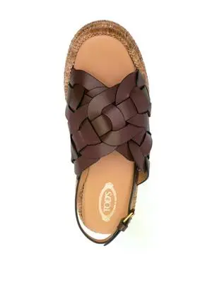 TOD'S Leather Platform Espadrilles