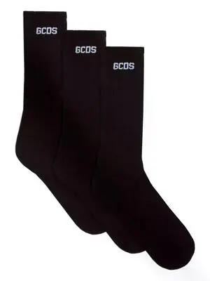 Gcds Logo-jacquard Socks - Black