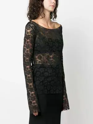 ROTATE BY BIRGER CHRISTENSEN Floral Lace Boat Neck Top