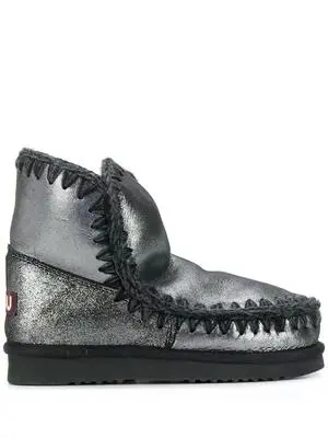 Mou Woven Detail Boots - Black
