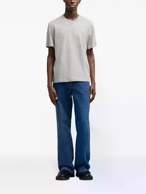 AMI Paris Embroidered Logo Ribbed Neck T-shirt - Grey