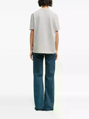 AMI Paris Embroidered Logo Ribbed Neck T-shirt - Grey