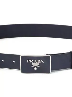 Prada Saffiano Leather Belt - Blue