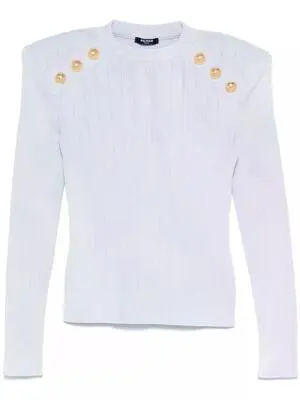 Balmain Button-detailed Sweater - Blue