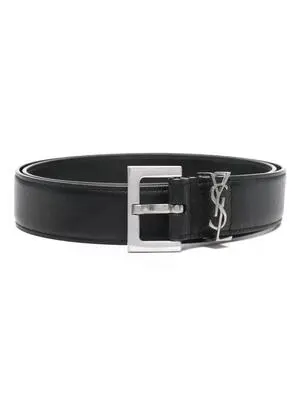 Saint Laurent Monogram Smooth Leather Belt - Black