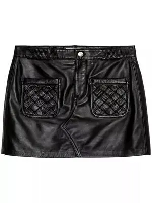 Zadig&Voltaire Joana Leather Mini Skirt - Black